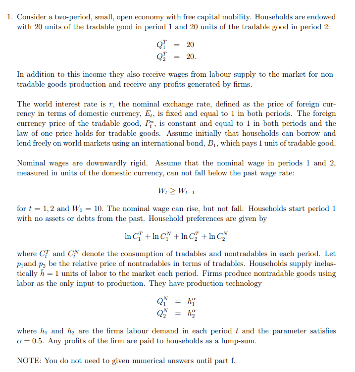 Consider a two-period, small, open economy with free | Chegg.com