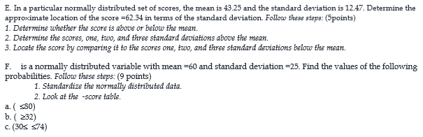 Solved E In A Particular Normally Distributed Set Of 6897