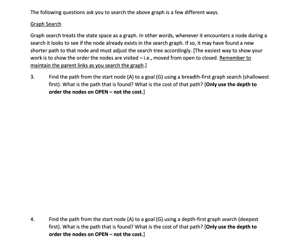 Solved Part 1 State Space Search Consider The Following 