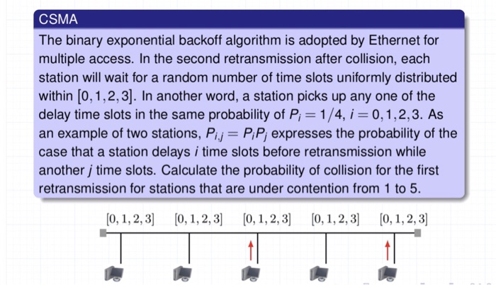 Solved Csma The Binary Exponential Backoff Algorithm Is
