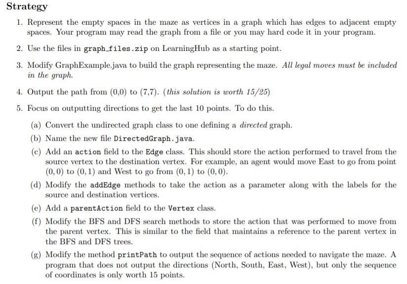 Solved Directions through a maze (25 points) Write a Java | Chegg.com