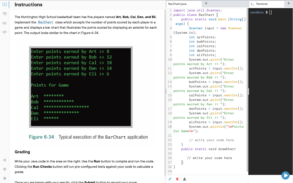 Solved + Instructions + > Terminal = sandbox $ | The | Chegg.com