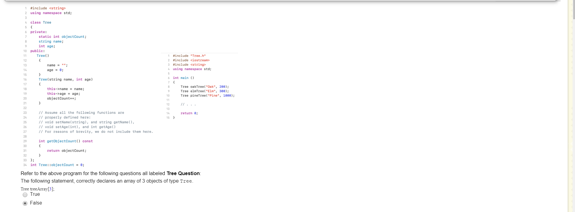 Solved 1 #include 2 using namespace std; class Tree | Chegg.com