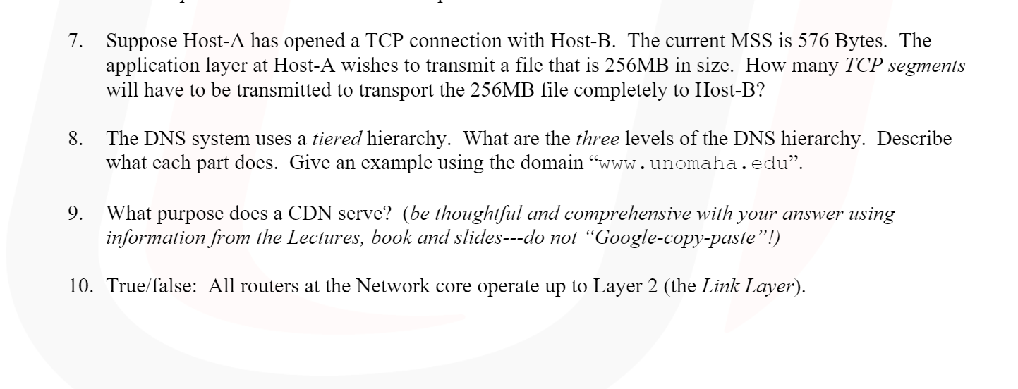 Solved 7 Suppose Host A Has Opened A Tcp Connection With