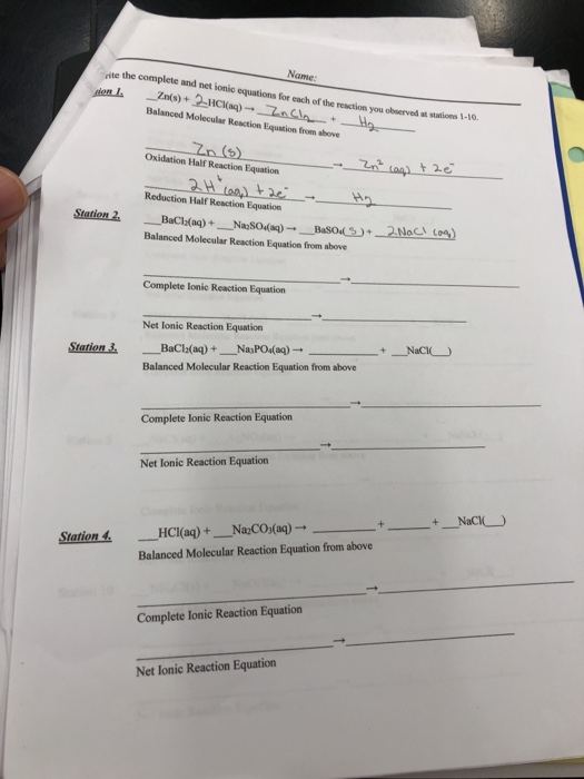 Solved Name ite the complete and net ionic equations for | Chegg.com