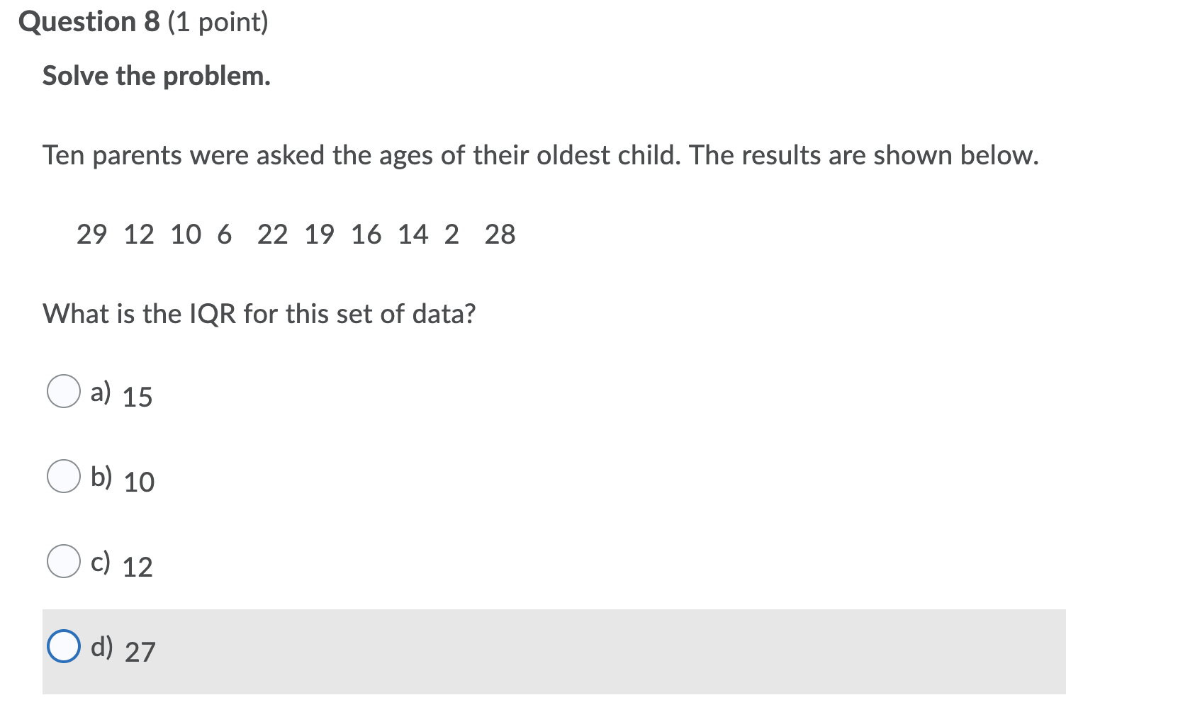 Solved Question 8 (1 point) Solve the problem. Ten parents | Chegg.com