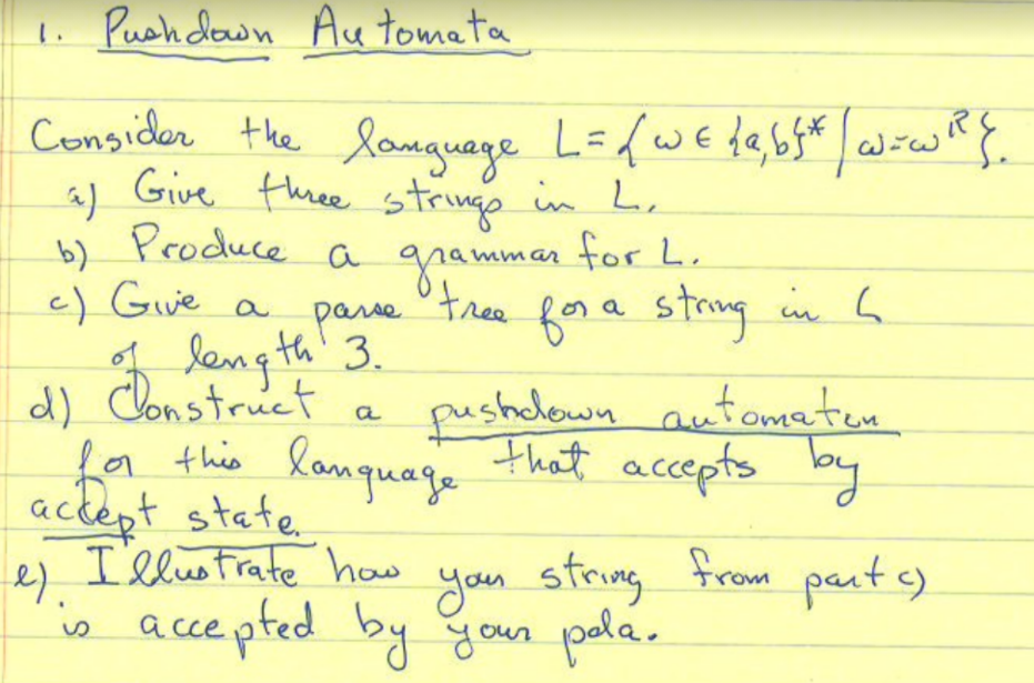 Solved Pushdown Automata Consider the language L = { we ha, | Chegg.com