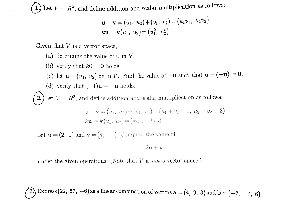 Vector Space Addition And Scalar Multiplication