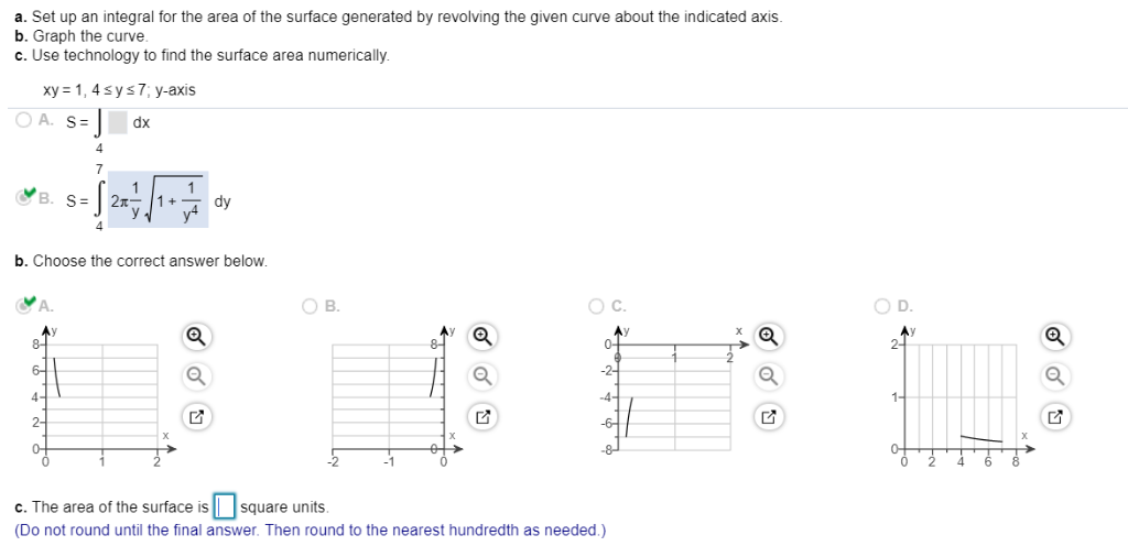 Solved a. Set up an integral for the area of the surface | Chegg.com