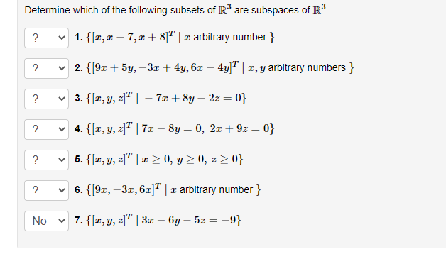 Solved Determine which of the following subsets of R3 are | Chegg.com