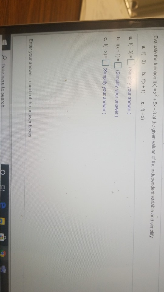 Solved Evaluate The Function F X X 5x 3 At The Given