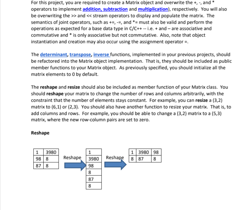 Solved For this project, you are required to create a Matrix | Chegg.com