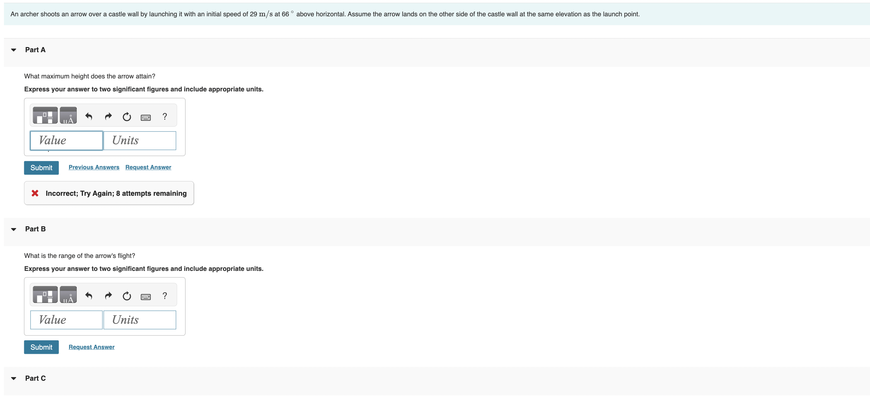 Solved Part AWhat maximum height does the arrow | Chegg.com