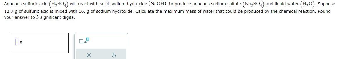 Solved Aqueous sulfuric acid (H2SO4) will react with solid | Chegg.com
