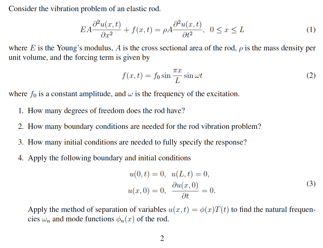 Solved Consider the vibration problem of an elastic rod. | Chegg.com