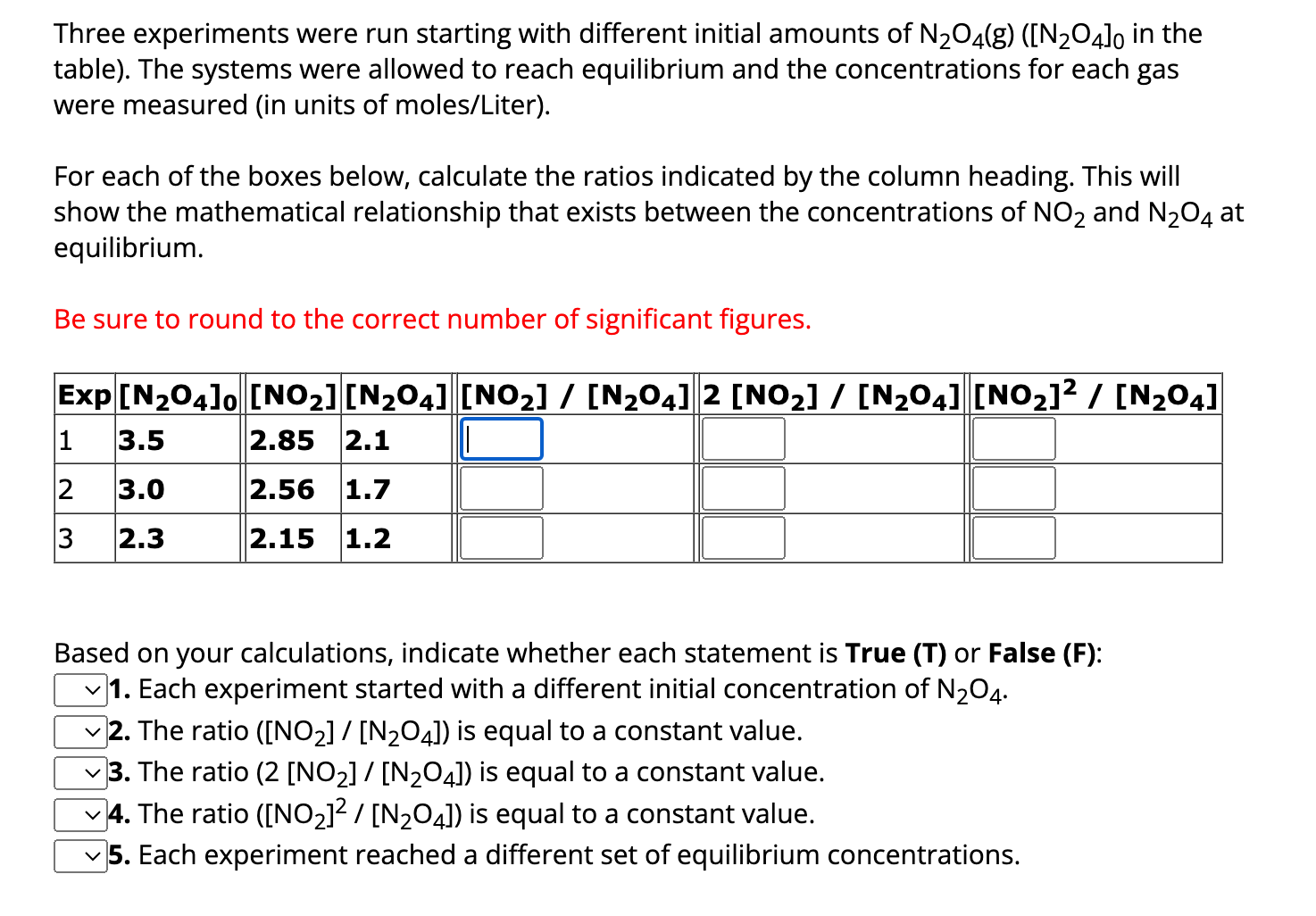 Solved Three experiments were run starting with different | Chegg.com