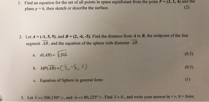 Solved Find an equation for the set of all points in space | Chegg.com