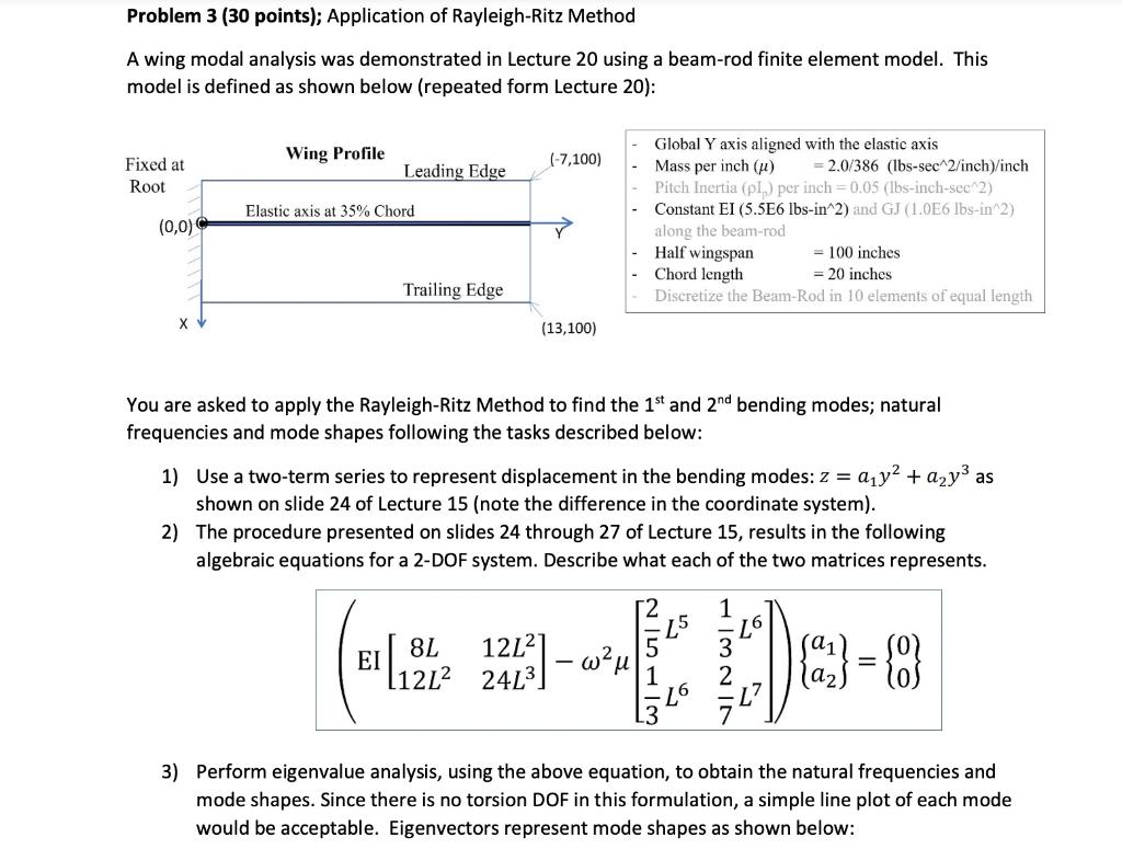 Problem 3 ( 30 points); Application of Rayleigh-Ritz | Chegg.com