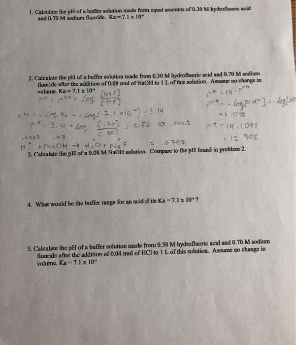 Solved 1. Calculate the pH of a buffer solution made from | Chegg.com