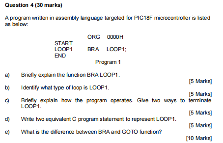 Solved Question 4 (30 marks) A program written in assembly | Chegg.com