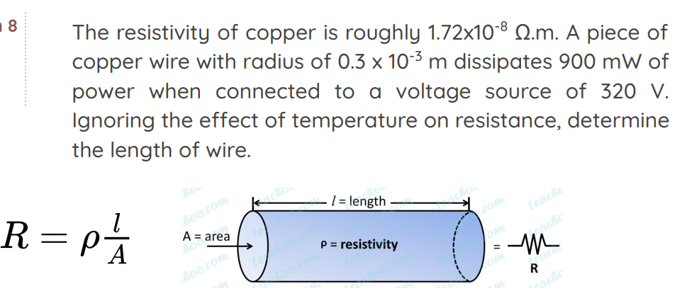 Solved 18 The resistivity of copper is roughly 1.72×10−8Ω.m. | Chegg.com