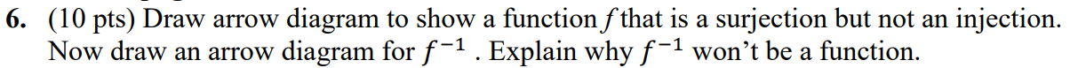 Solved 6. (10 pts) Draw arrow diagram to show a function f | Chegg.com