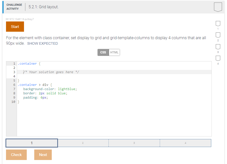 Solved CHALLENGE ACTIVITY 5.2.1: Grid layout | Chegg.com