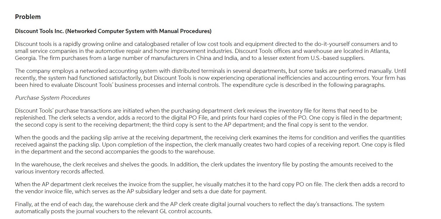 Solved Discount Tools Inc. (Networked Computer System with | Chegg.com