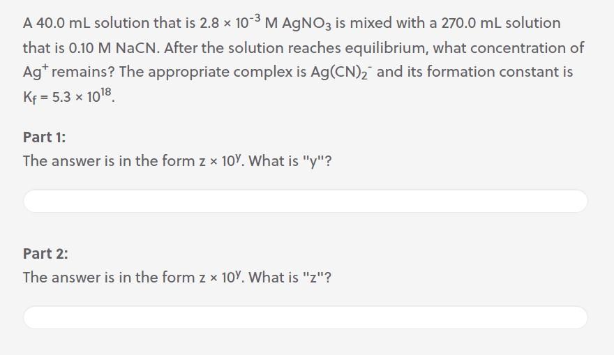 Solved A 40.0 mL solution that is 2.8 x 10-3 M AgNO3 is | Chegg.com