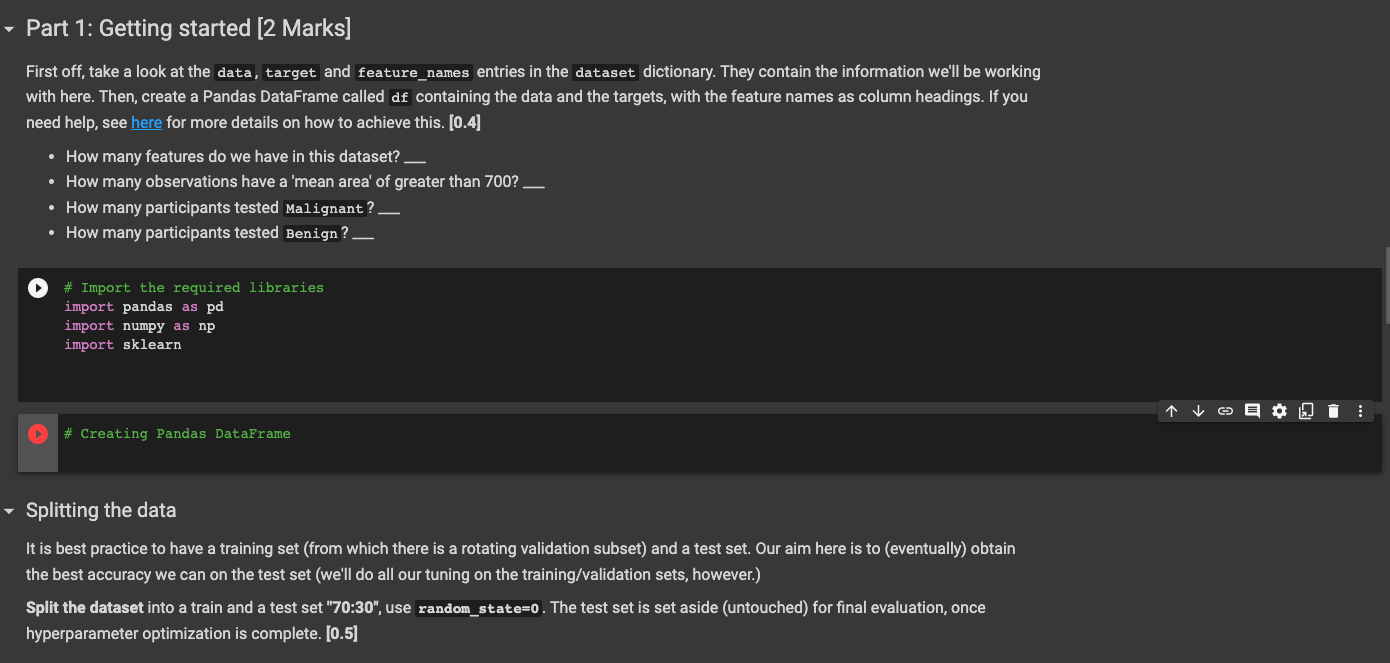 Solved - Part 1: Getting started [2 marks] First off, take a | Chegg.com