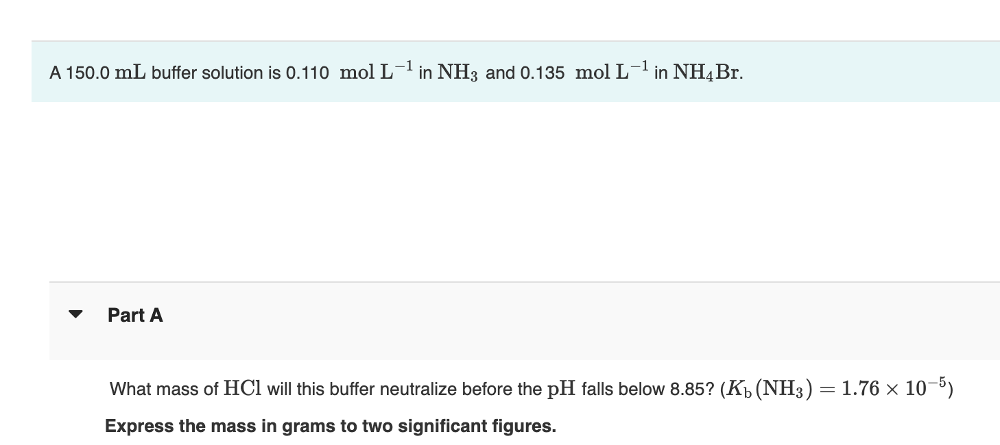 Solved A 150.0mL ﻿buffer solution is 0.110molL-1 ﻿in NH3 | Chegg.com