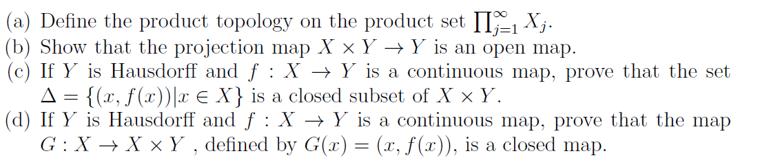 Solved (a) Define the product topology on the product set | Chegg.com