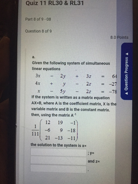 Solved a. Given the following system of simultaneous linear | Chegg.com