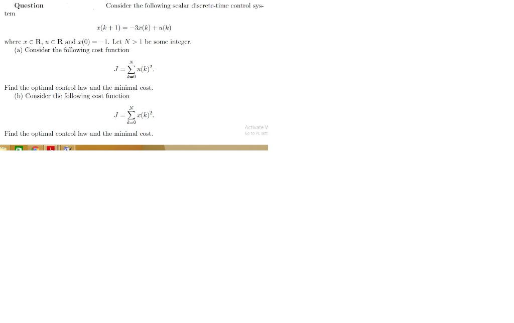 Question tem Consider the following scalar | Chegg.com