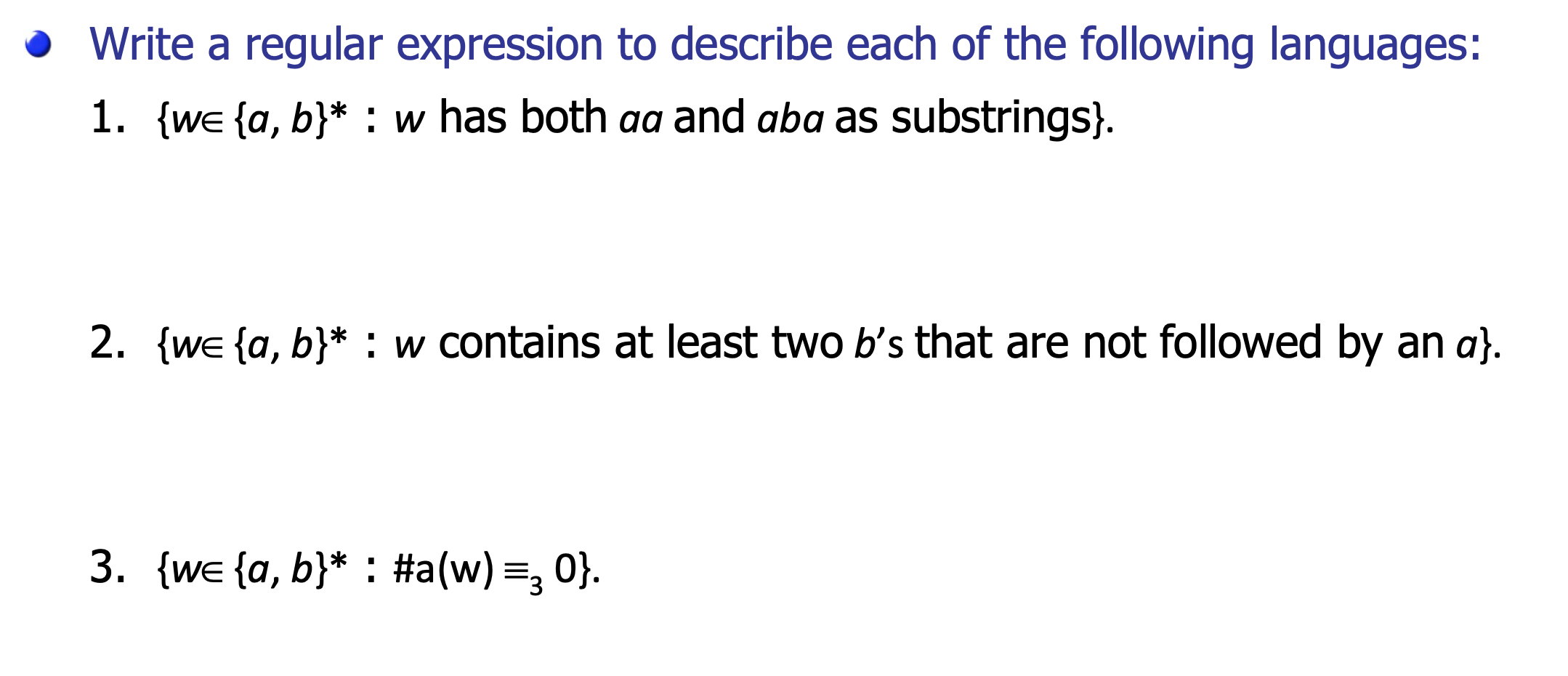 Solved Write a regular expression to describe each of the | Chegg.com