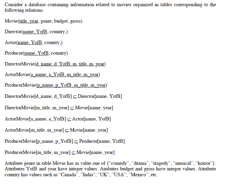 Solved Consider a database containing information related to | Chegg.com