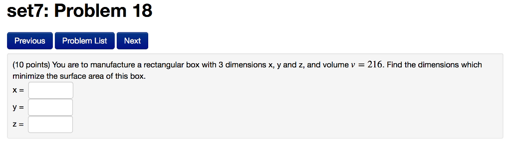 Solved set7: Problem 18 Previous Problem List Next 10 | Chegg.com