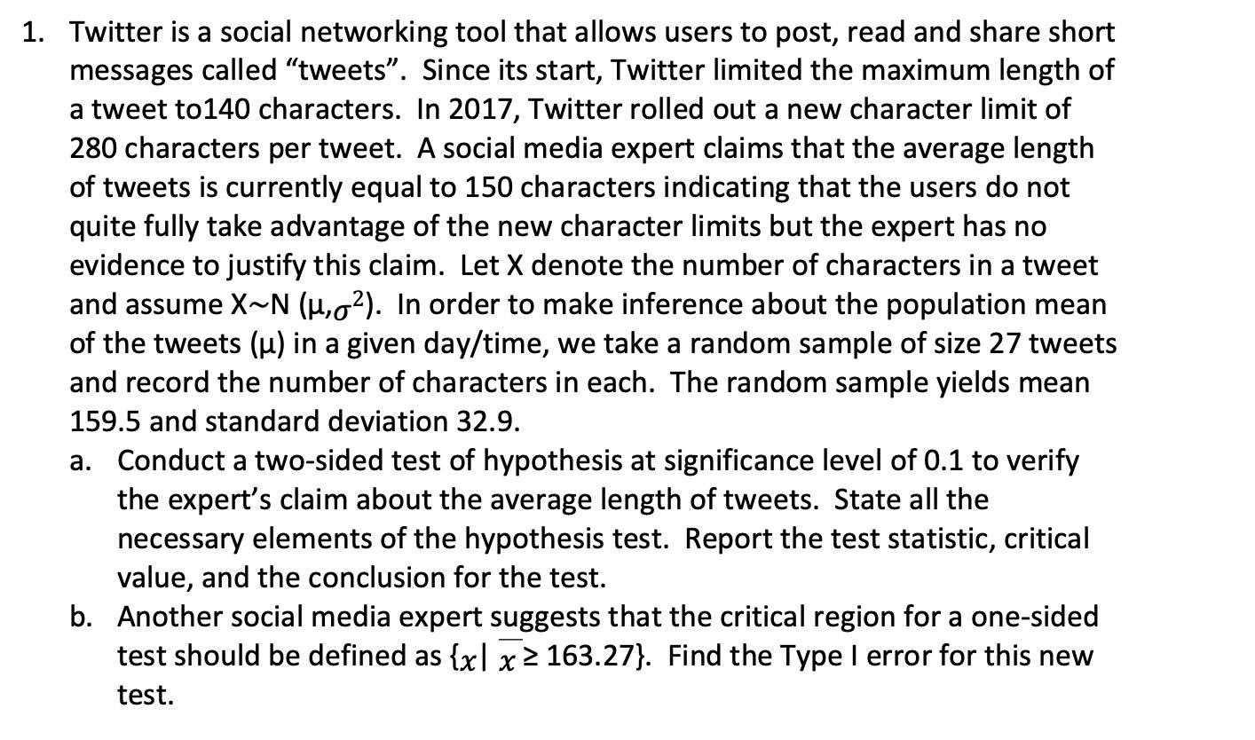 Solved 1. Twitter is a social networking tool that allows | Chegg.com