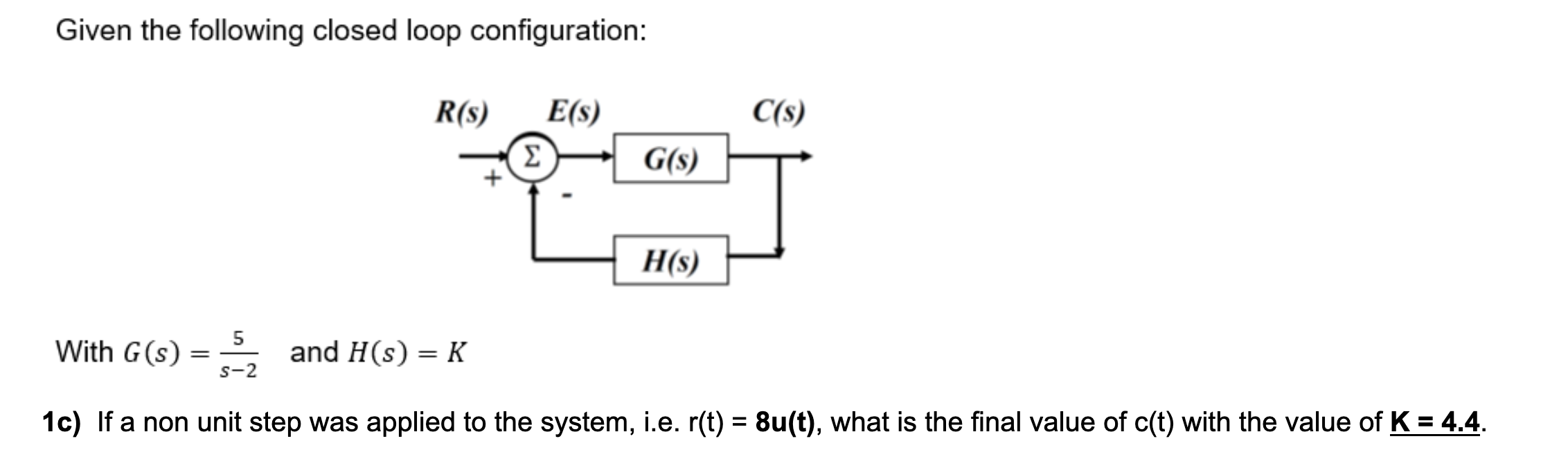 Solved Given the following closed loop configuration: R(S) | Chegg.com