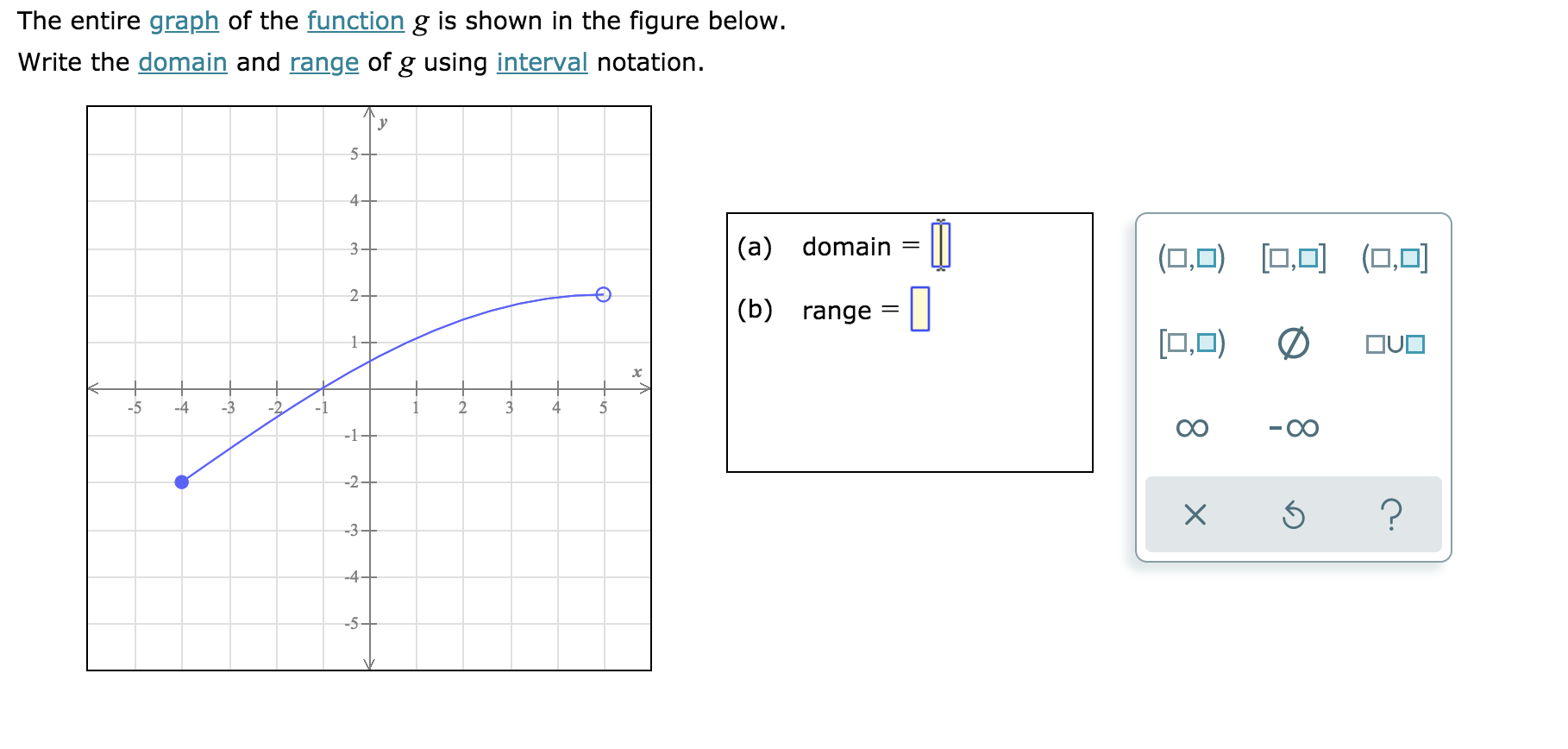 Solved The entire graph of the function g is shown in the | Chegg.com