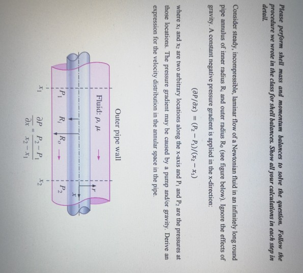 Solved Please perform shell mass and momentum balances to | Chegg.com