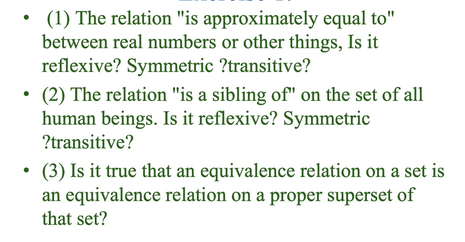 (1) The relation "is approximately equal to" between | Chegg.com