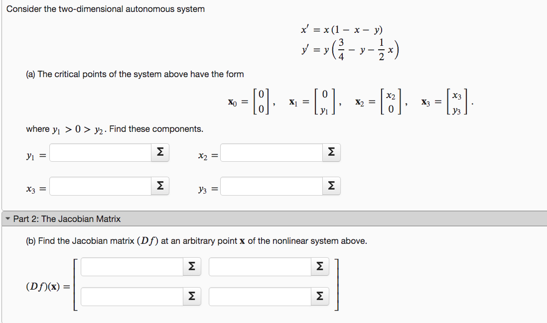 Solved Consider the two-dimensional autonomous system x' = x | Chegg.com