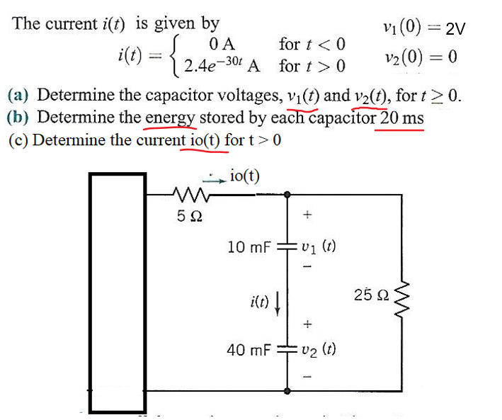 Solved The current i(t) is given by i(t)={0 A2.4e−30t A for | Chegg.com