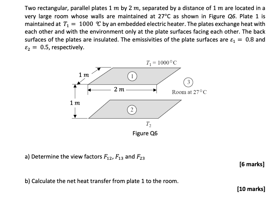 Solved Two rectangular, parallel plates 1 m by 2 m, | Chegg.com