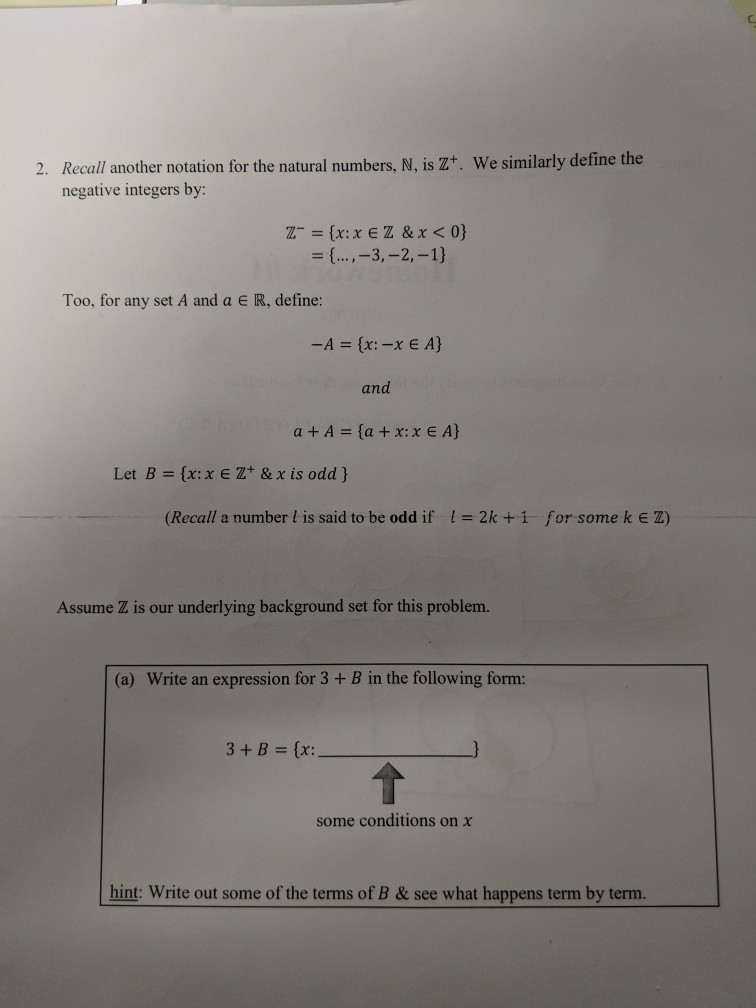 Solved Recall another notation for the natural numbers, N, | Chegg.com