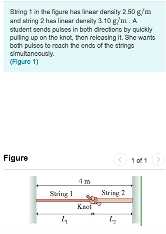 Solved String 1 in the figure has linear density 2.50 g/m | Chegg.com