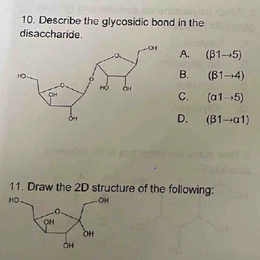 Solved 10. Describe the glycosidic bond in the disaccharide. | Chegg.com