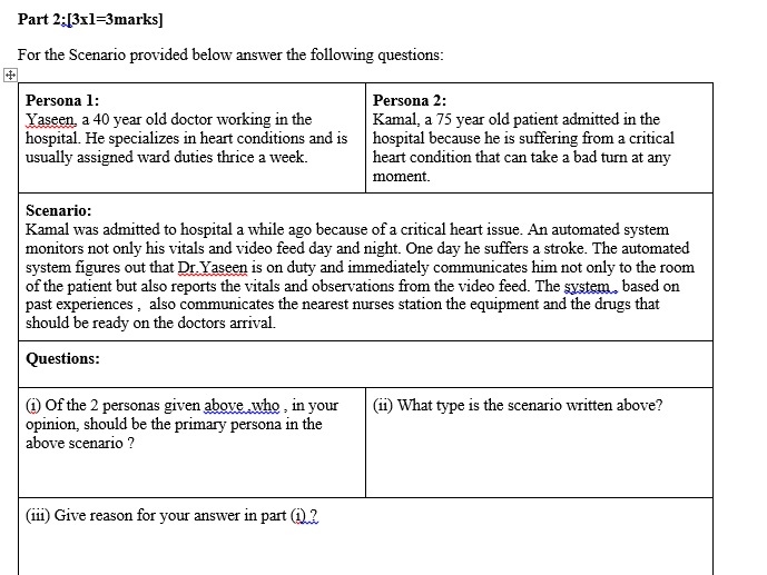 Solved Part 2:[3xl=3marks] For the Scenario provided below | Chegg.com