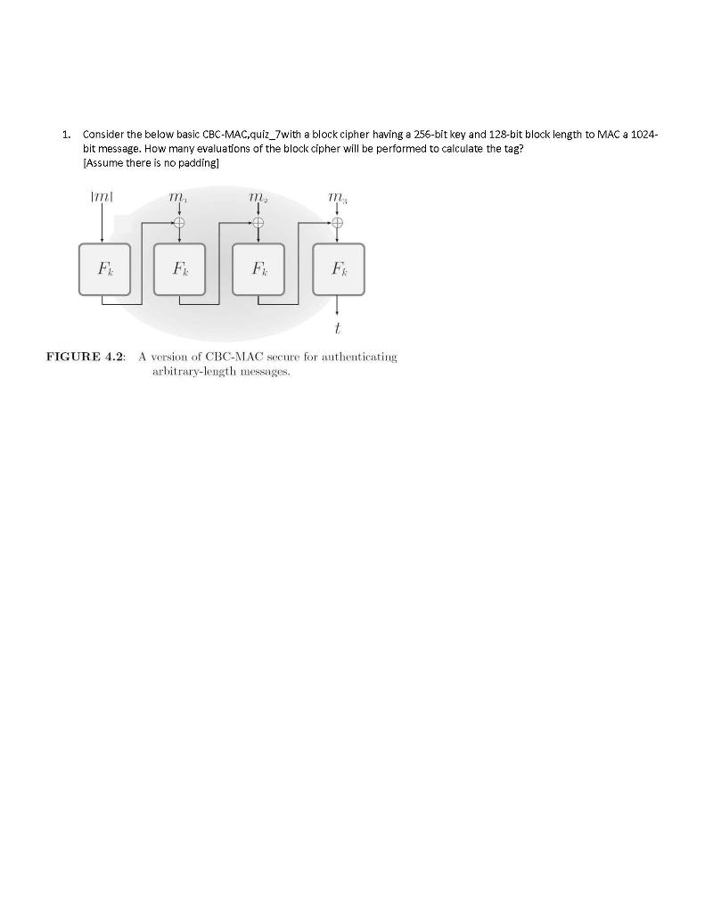 Solved 1. Consider the below basic CBC-MAC,quiz_7with a | Chegg.com